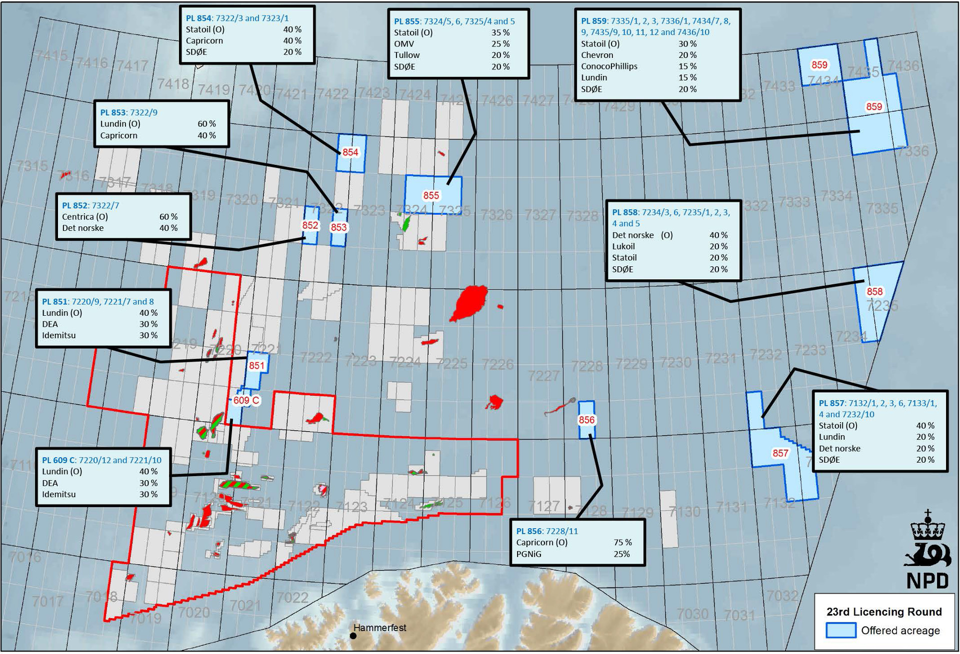 Map of awarded licenses - Norwegianpetroleum.no